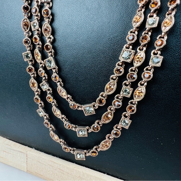 Jewelry | Gorgeous Aged Bling Three Chain Costume Weighted Necklace ...